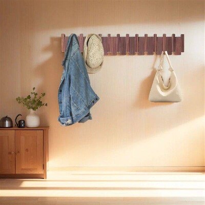 Wall Mounted Coat Rack Hooks Beech Natural Solid Wood