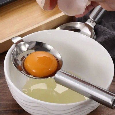 1pcs Long Handle Stainless Steel Yolk Filter Silver