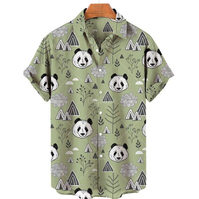 Cute Panda Hawaiian Shirts 3d Print Men Women Clothing Summe