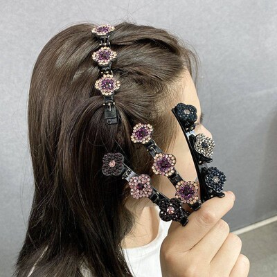 2023 New Fashion Sparkling Crystal Stone Braided Hair Clips