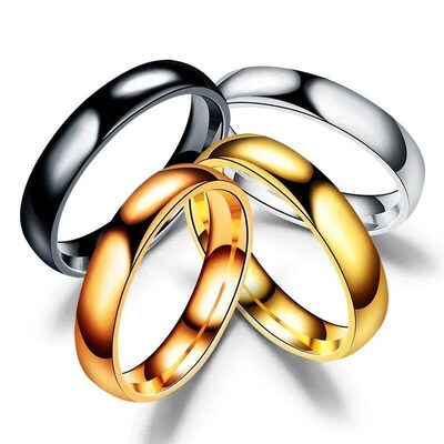 Simple 4mm 6mm Titanium Ring Women Men Prevent Allergy High