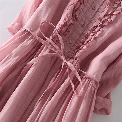 Elegant Women French Style Shirt Long Dresses Summer Slim
