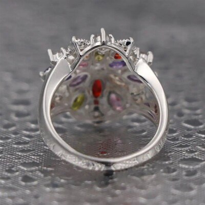 Ring Wedding Engagement Women Multicolor Cubic Zirconia Inla