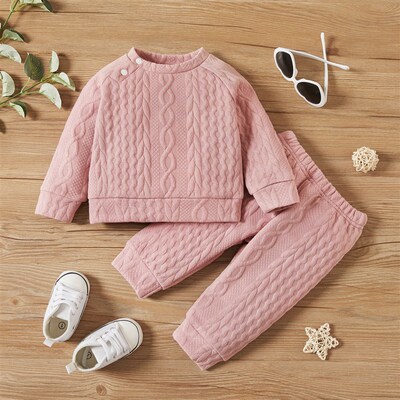 Newborn Baby Girl Boy Clothes Set Solid Color Long Sleeves T
