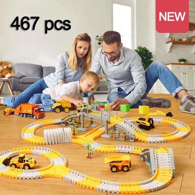137-467pcs Children Electric Track Toy Car Engineering Car K
