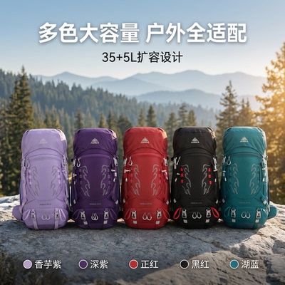阿泽拉专业登山包大容量户外徒步多日长途旅行双肩背包男女35L+5L