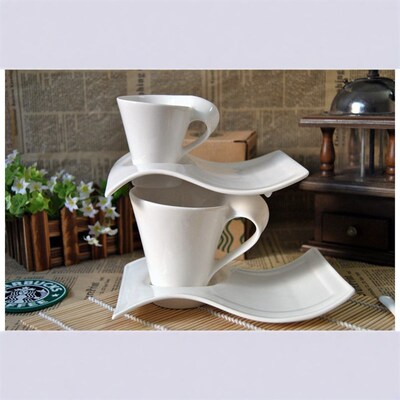 90ml espresso cup ceramic set wave milk tea cup plate