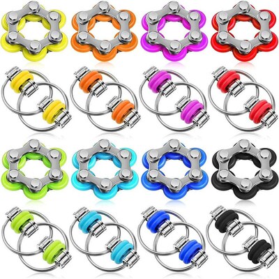 16PCS Fidget Toys Set Roller Chain Key Flippy Chain Sress Re