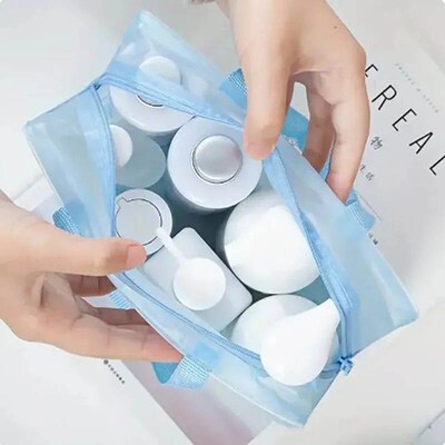 5pcs Transparent Toiletry Packaging Travel Cosmetic Bag Wate