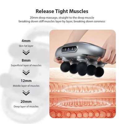 Six-head Fascia Gun High-Frequency Vibration Body Massage Gu