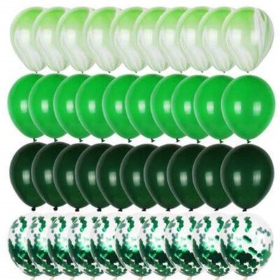 40pcs Green Balloons Set Metallic Confetti Balloon Jungle Sa