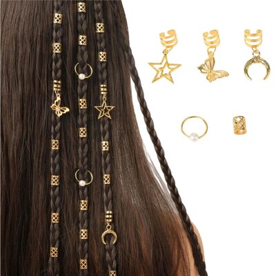 25pcs Dreadlock Hair Rings Adjustable Cuffs Clip Hair Braids
