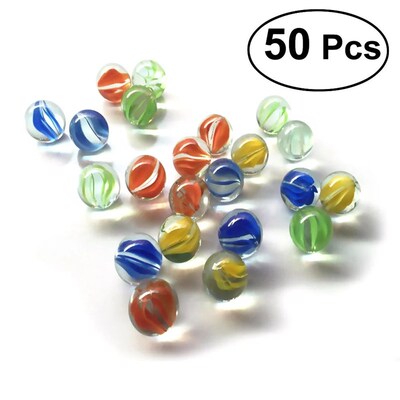 50 PCS14-16mm Colorful Glass Marbles Kids Marble Run Game Ma
