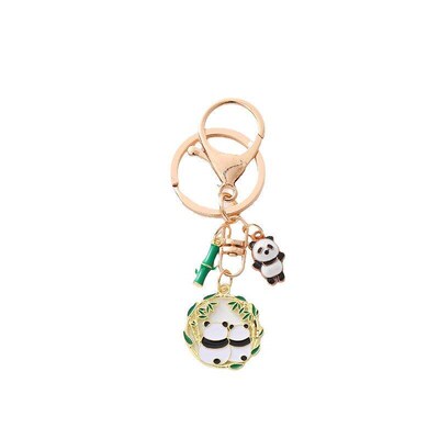 Panda Keychain Chinese style hand made Chengdu and flower