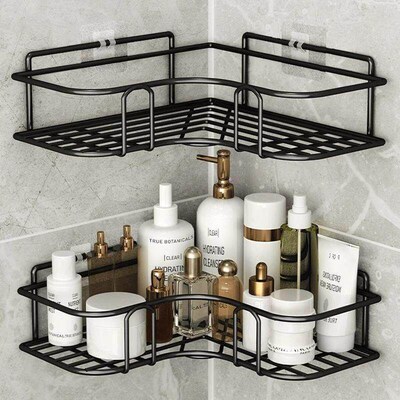 Wall-mounted bathroom triangular storage rack, no drilling r