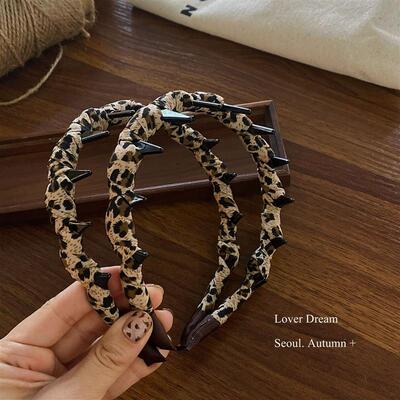 2026 Leopard Print Fabric With Teeth Hairband French RetroHe