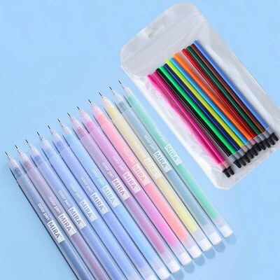 24/12PCS/Box Color Gel Pen Refill Set Kawaii 0.5mm Candy Col