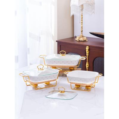 casserole布纹双耳陶瓷烤盘家用餐具轻火加热酒店干汤锅创意烤盘