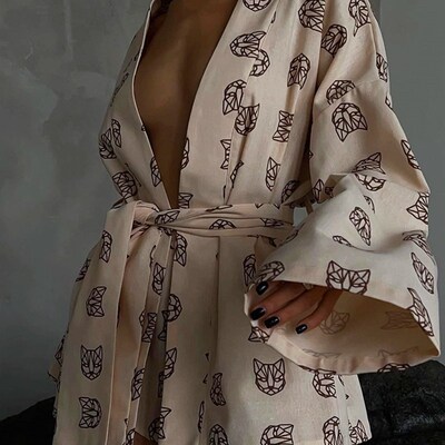 Clacive Fashion Loose Print 2 Piece Sets Womens Outfits Casu