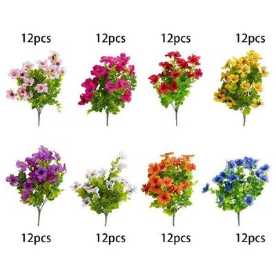 12x Artificial Flowers Lifelike Romantic Faux Plants for