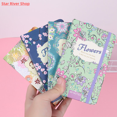 A6 small floral notebook with straps hardcover book hard cov