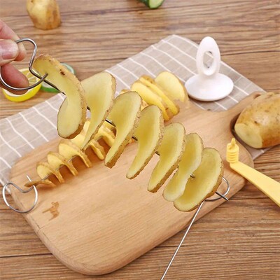1Set Stainless Steel Plastic Rotate Potato Slicer Twisted Po