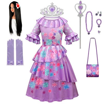 -Year Girls Encanto Princess Dress Mirabel Isabela Kids