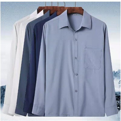 Middle-aged and Elderly Mens Shirt Long-sleeved Spring and