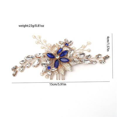 Handmade Leaf Floral Wedding Bridal Hair Combs Tiara Blue Cr