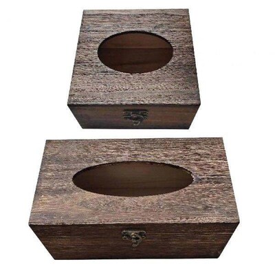 Wooden Tissue Box Facial Hand Towel Storage Tray Napkin