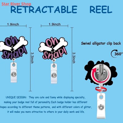 Medical Heart Lung Brain Acrylic Glitter Retractable Badge