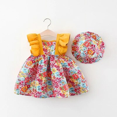Summer New Girl Baby Strap Dress Fragmented Flower Children