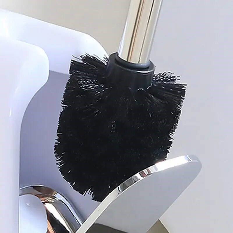 免打孔不锈钢马桶刷架 白色圆形通用配件 可替换马桶刷头设计