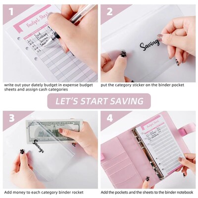 2024 New Budget Planner Cash Envelope Savings Money 6 Hole B