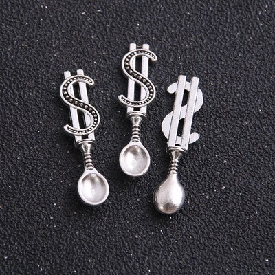 10pc 9*37mm two color currency Spoon Charms DIY Retro Jewelr