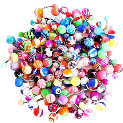 10/20/30/50 PCS Acrylic Belly Piercing Lot Bar Mix Belly But
