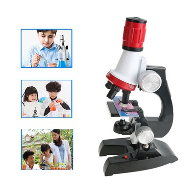 Microscope Kit Lab LED 100X-400X-1200X Home School Science