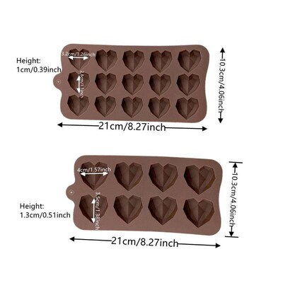 2022 New Heart Chocolate Molds 15 Cavity Diamond Love Shape
