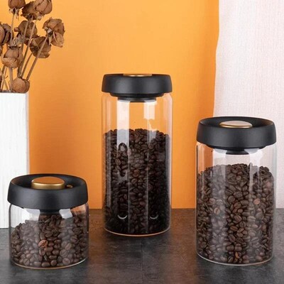 500ml Vacuum Sealed Jug Coffee Beans Glass Airtight Canister