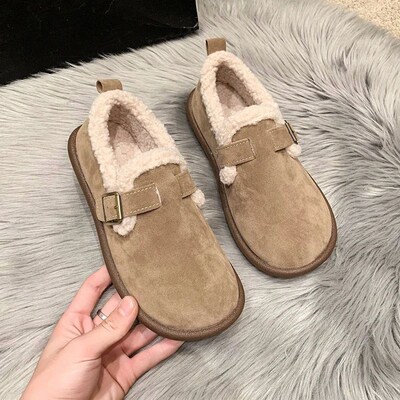Womens 2023 Autumn and Winter New Fashion Solid T Buckle Fr