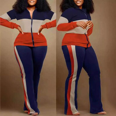 Womens long sleeved zipper pants set neat