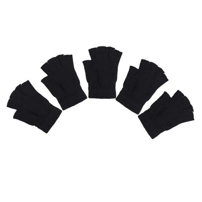 1Pair Unisex Black Half Finger Fingerless Gloves for Women a