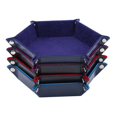 Rolling Folding Hexagon Dice Game Storage Tray Holder Double