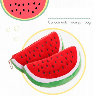 Watermelon Pencil Case Cute Fruit Kawaii Plush Large Capacit