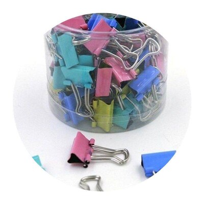 60pcs/lot 15mm colorful metal binder clips paper clip office