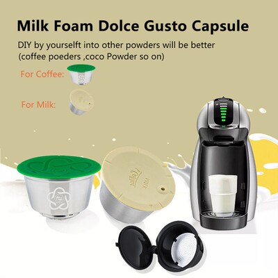 Reusable Coffee and Milk Foam Capsules for Nescafe Dolce Gus