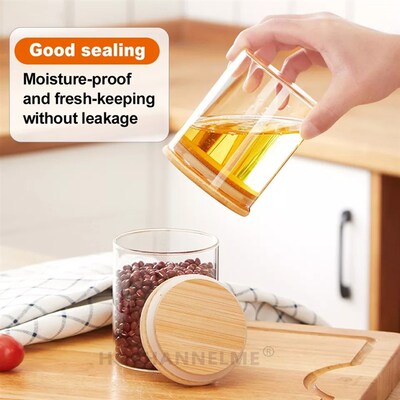 Mason Candy Jar For Spices Glass bamboo ver Container Glass