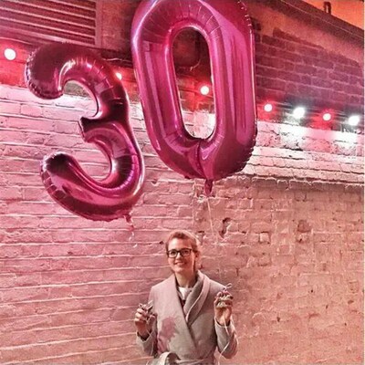 2pcs 32 Or 40 inch Happy 30 Birthday Foil Balloons pink blue