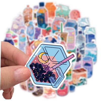 50PCS Cute Drink Aesthetic Stickers Cartoon Decal Scrapbook