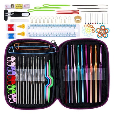 100Pcs Crochet Hooks Set, Complete Knitting Supplies Kit for
